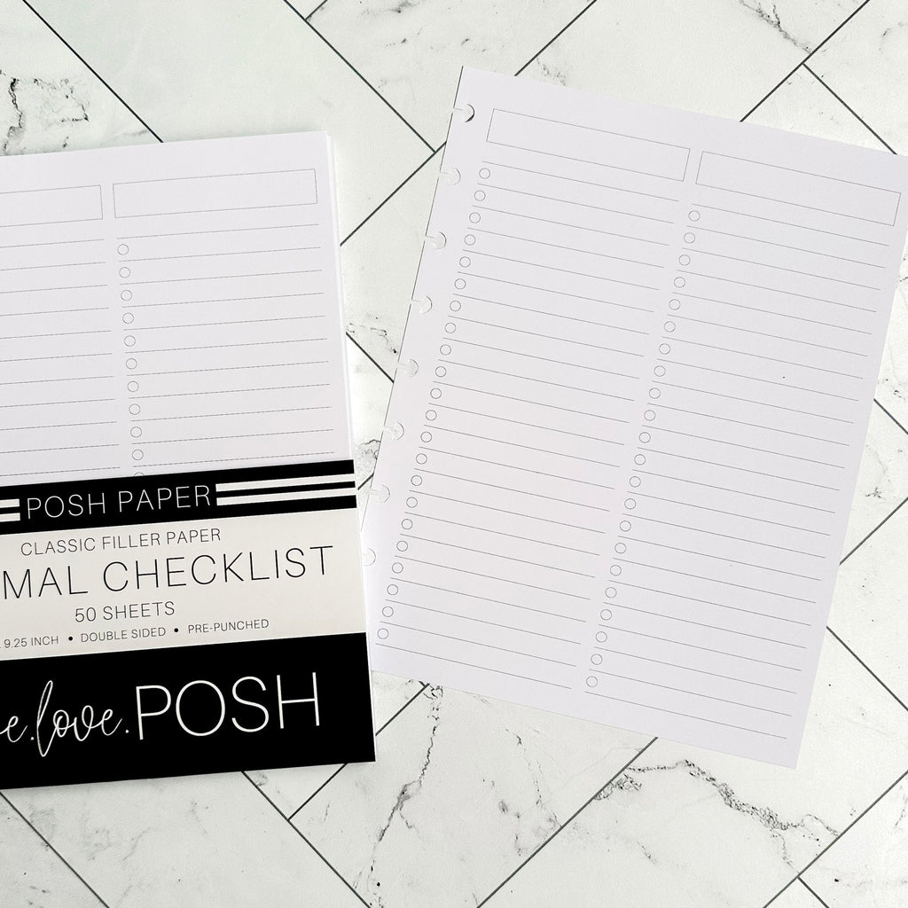 MINIMAL CHECKLIST FILLER PAPER – Live Love Posh