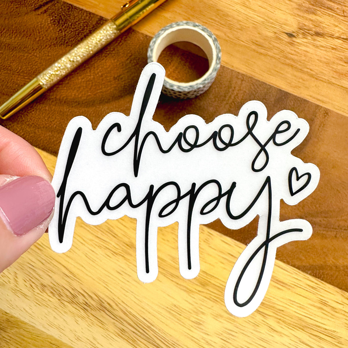 CHOOSE HAPPY VINYL STICKER (CLEAR) – Live Love Posh