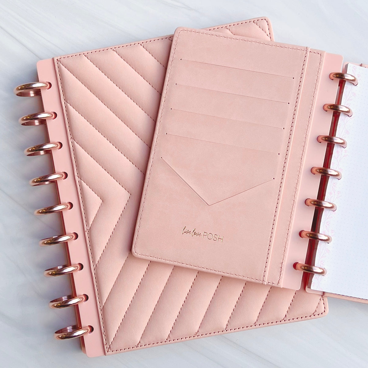 LUXE QUILTED PLANNER COVER SET - BLUSH – Live Love Posh